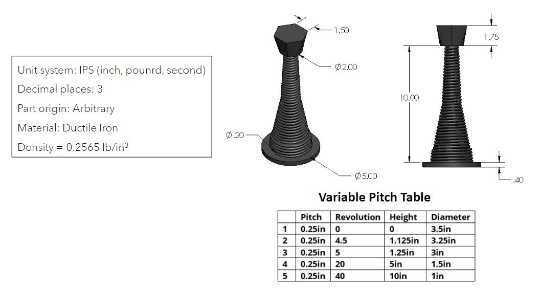 Solved Create this helix object in solidworks. Show steps | Chegg.com