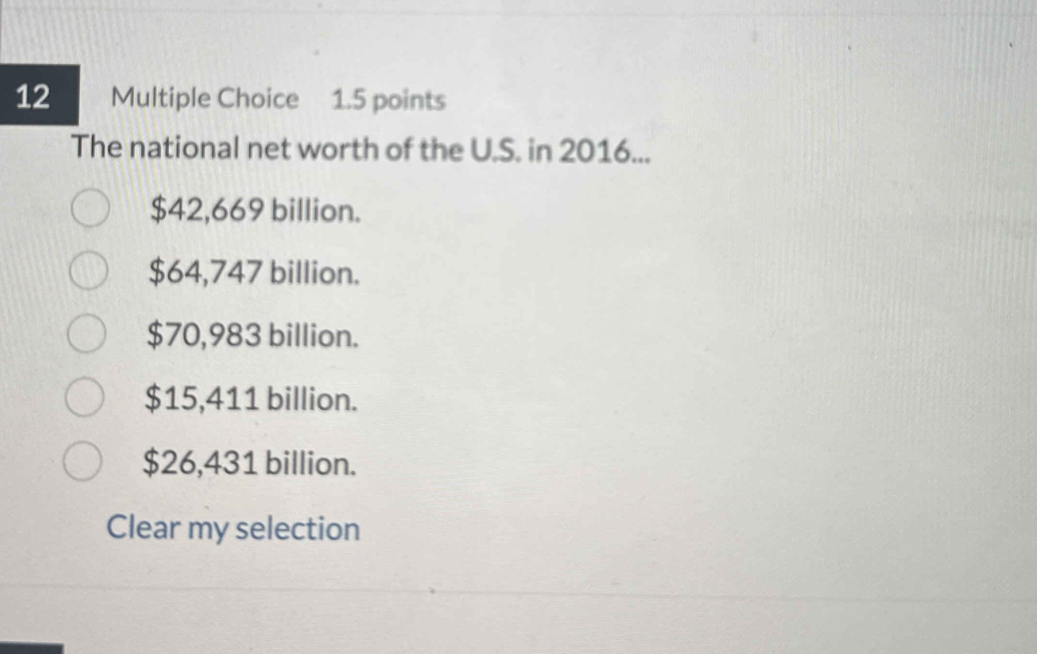 Solved Multiple Choice 1.5 ﻿pointsThe national net worth of | Chegg.com