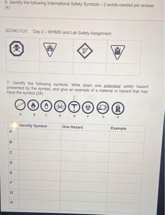Solved 6. Identify the following International Safety | Chegg.com