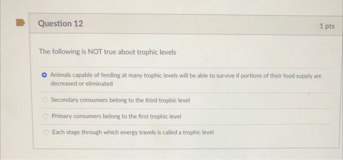 Solved The following is NOT true about trophic levels | Chegg.com Solved The following is NOT true about trophic levels | Chegg.com