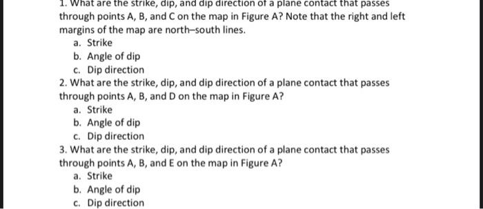 Solved 1. What are the strike, dip, and dip direction of a | Chegg.com