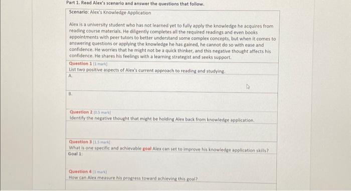 Part 1. Read Alex's scenario and answer the questions | Chegg.com