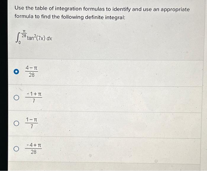 Solved Use the table of integration formulas to identify and | Chegg.com