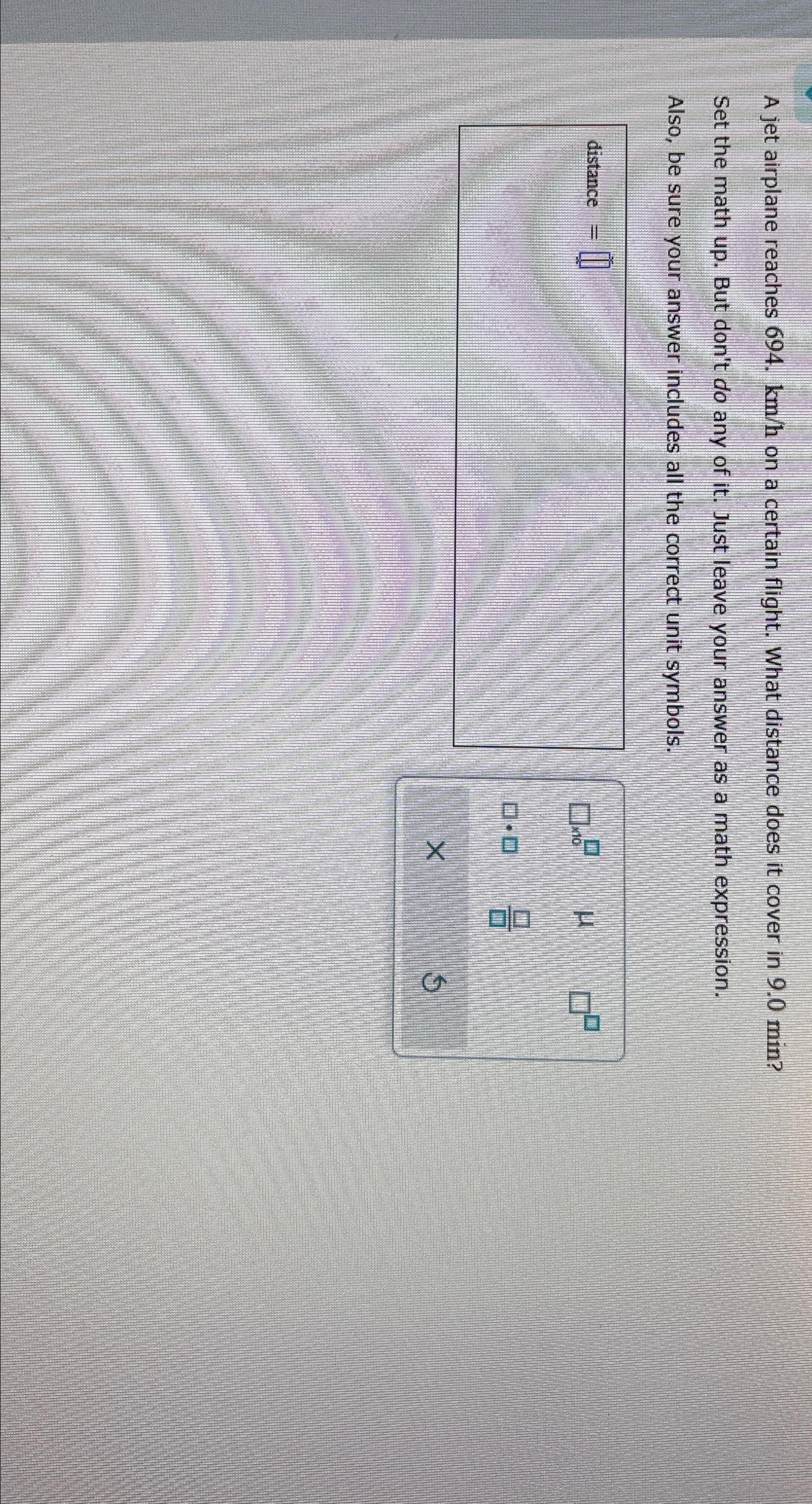 Solved A jet airplane reaches 694.kmh ﻿on a certain flight. | Chegg.com