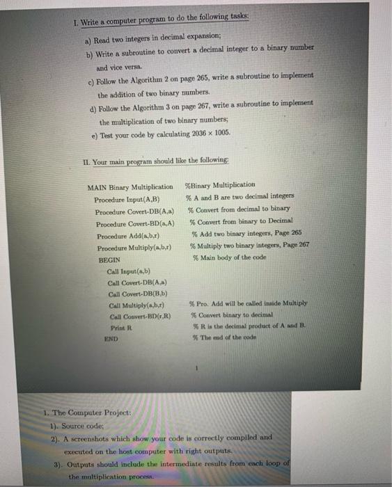 Solved 1. Write a computer program to do the following | Chegg.com