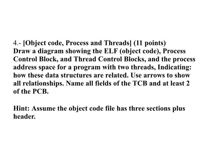 Solved 4.- [Object code, Process and Threads] (11 points) | Chegg.com
