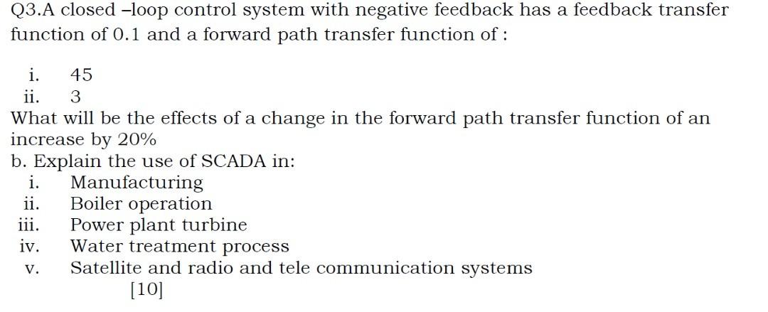 Solved Q3.A closed -loop control system with negative | Chegg.com