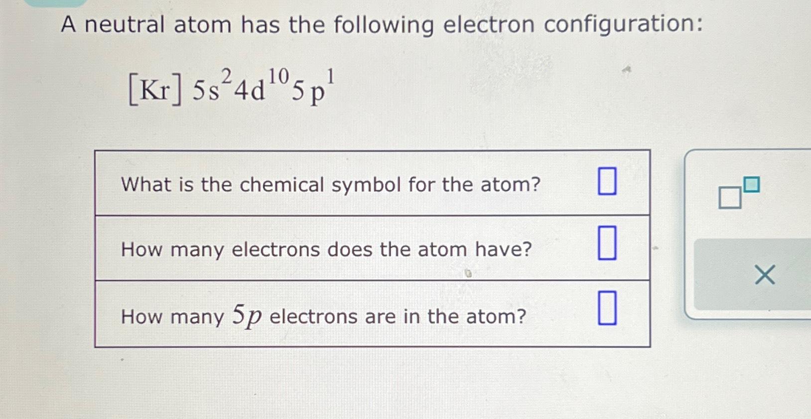 Solved A neutral atom has the following electron | Chegg.com