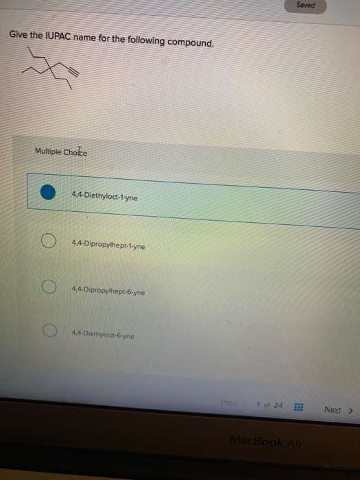 Solved Sive the IUPAC name for the following compound. | Chegg.com