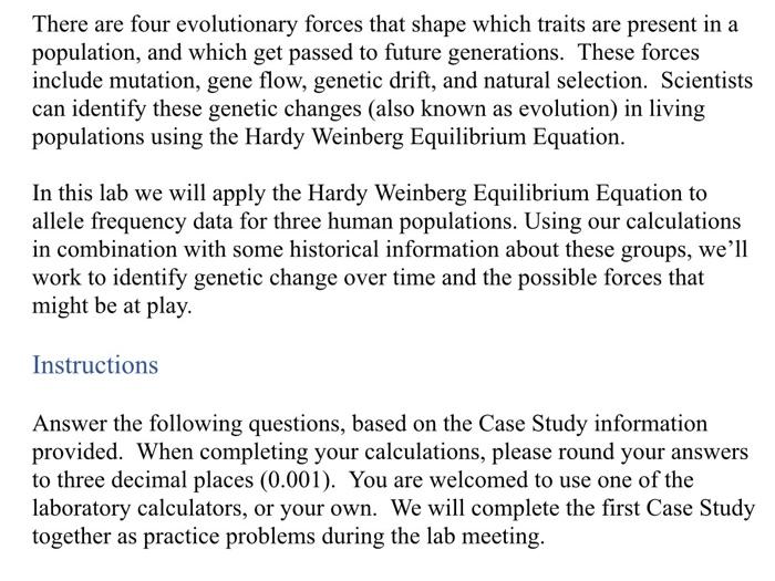 Solved There are four evolutionary forces that shape which | Chegg.com