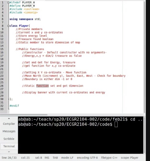 Solved 1 2 3 #ifndef PLAYER H #define PLAYER H #include | Chegg.com