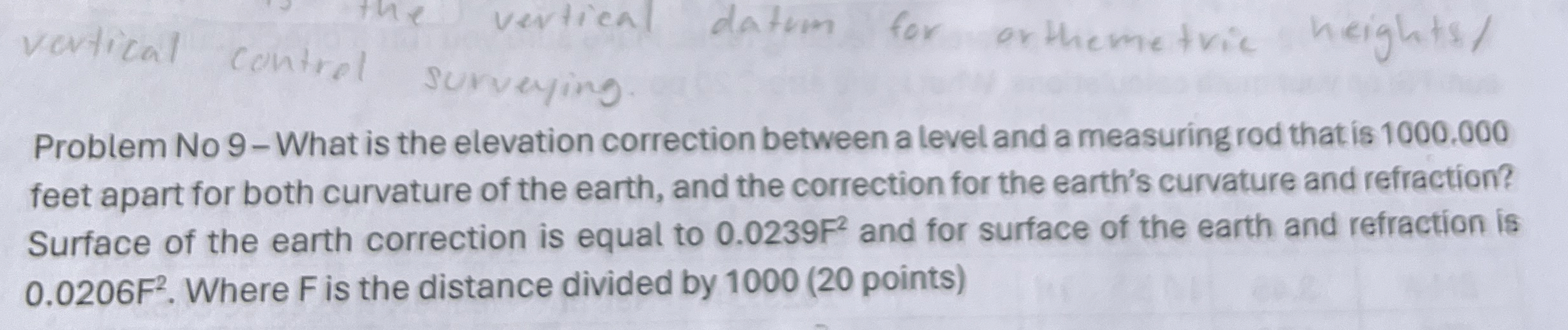 Solved vertical control surveying.datum for orthemetric | Chegg.com