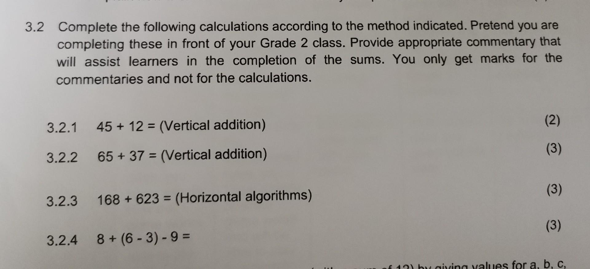 Solved 3.2 Complete the following calculations according to | Chegg.com