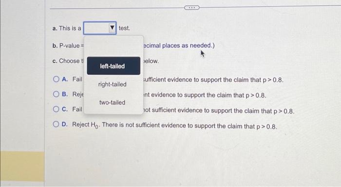 Solved The Test Statistic Of Z 2 23 Is Obtained When Testing