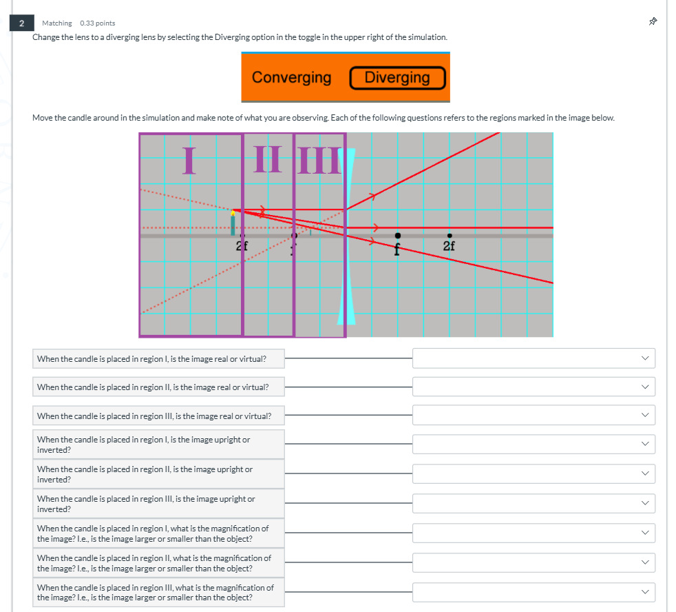 Solved Change the lens to a diverging lens by selecting the | Chegg.com