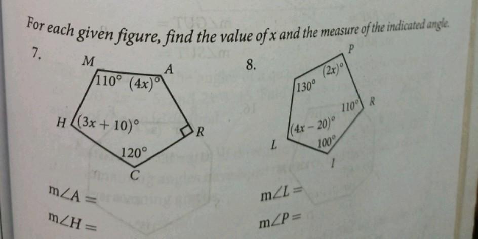 Solved For each given figure, find the value of x and the | Chegg.com