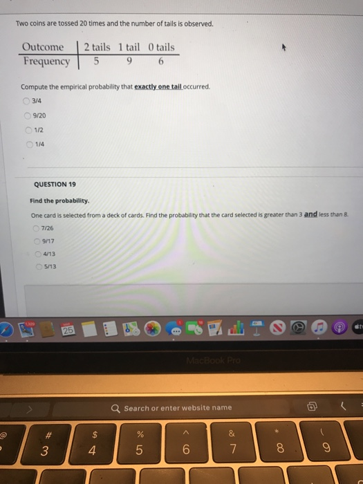 Solved Two coins are tossed 20 times and the number of tails | Chegg.com