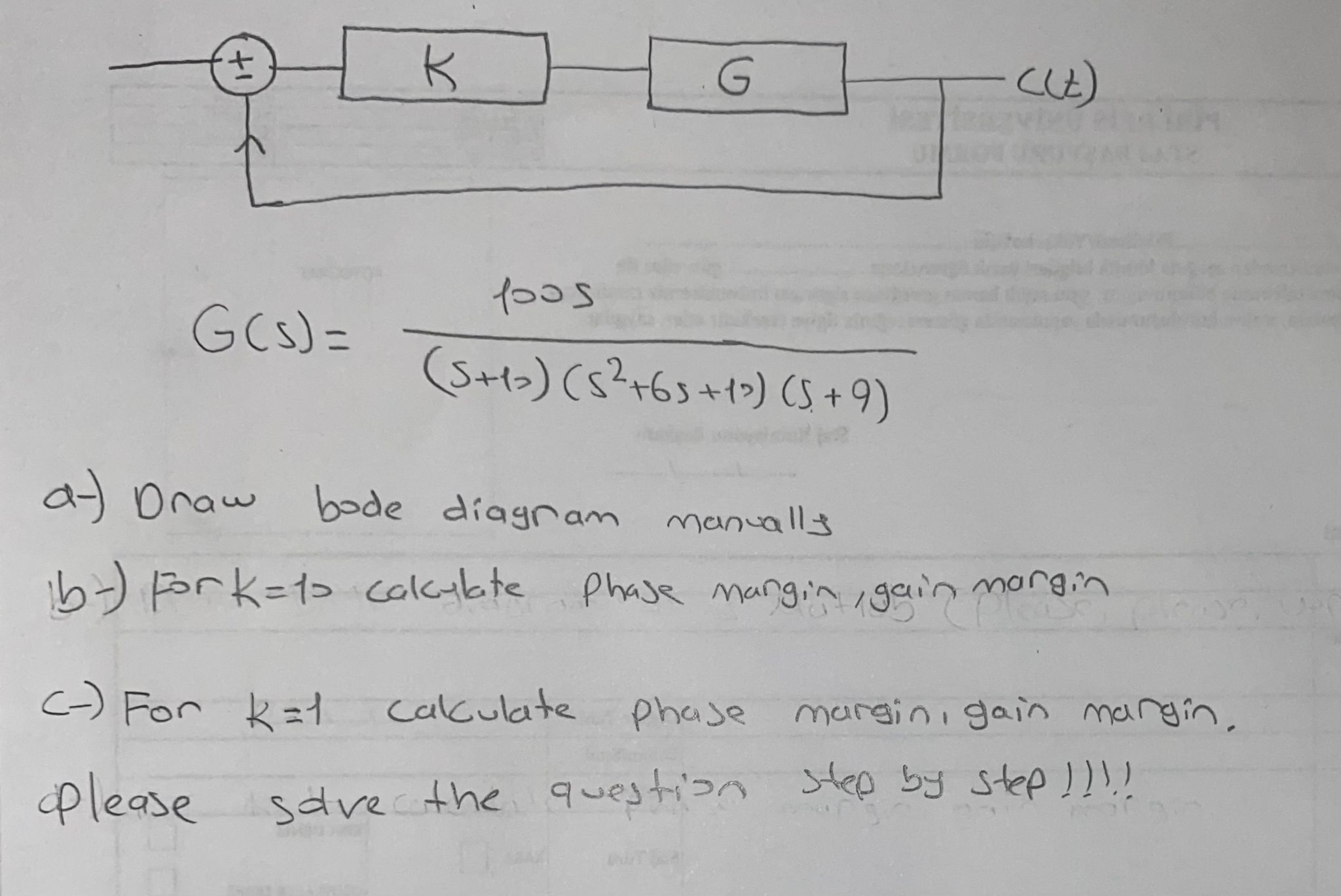 Solved G(s)=100s(s+10)(s2+6s+10)(s+9)a-) ﻿Draw bode diagram | Chegg.com