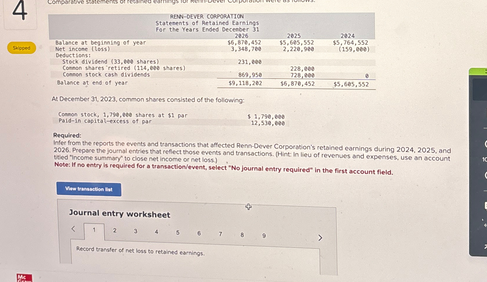 Solved 4\table[[,\table[[RENN-DEVE],[Statements of],[For the | Chegg.com