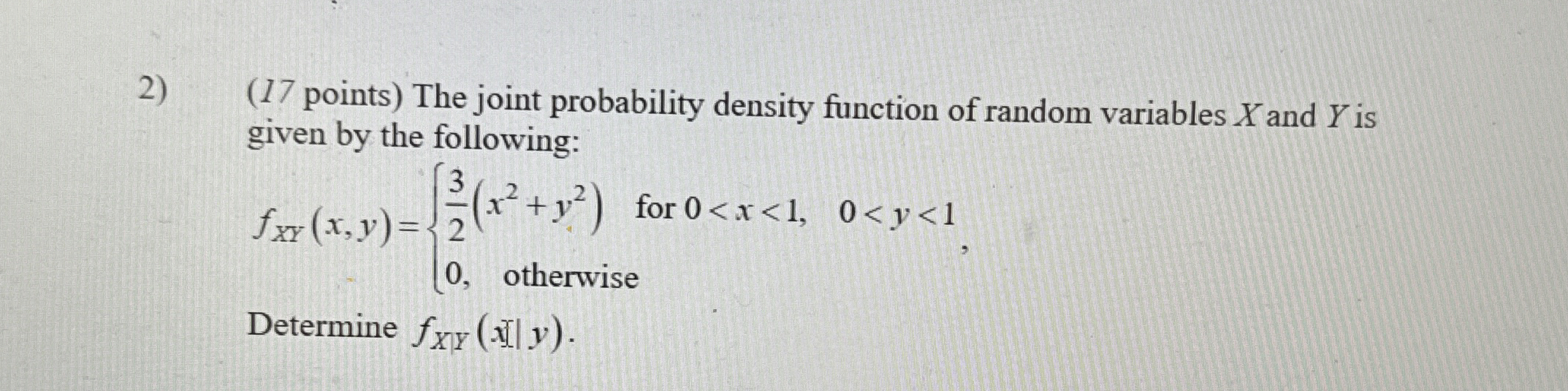 Solved (17 ﻿points) ﻿The joint probability density function | Chegg.com