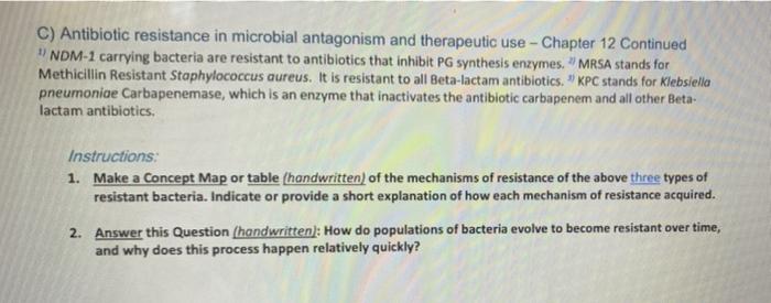 1) C) Antibiotic resistance in microbial antagonism | Chegg.com