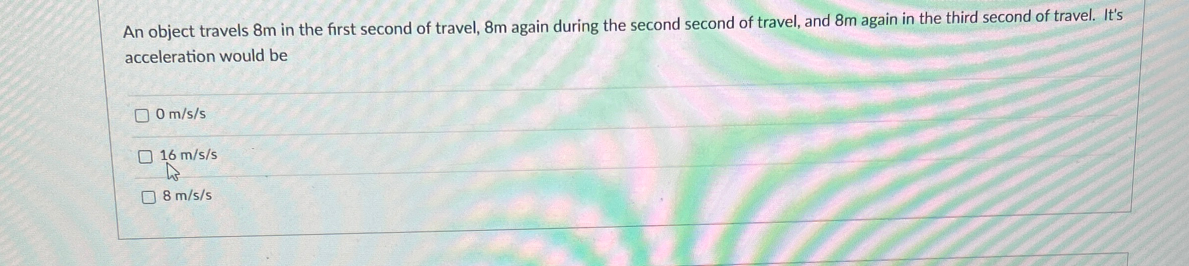 Solved An object travels 8m ﻿in the first second of travel, | Chegg.com