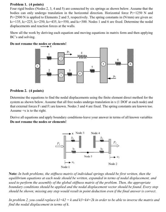 Solved Problem 1. (4 points) Four rigid bodies (Nodes 2,3,4 | Chegg.com