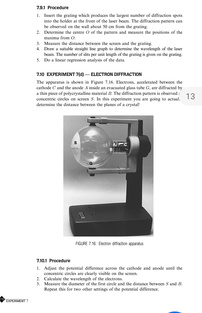 7.8 EXPERIMENT 7(b) ö DIFFRACTION PATTERN OF A | Chegg.com
