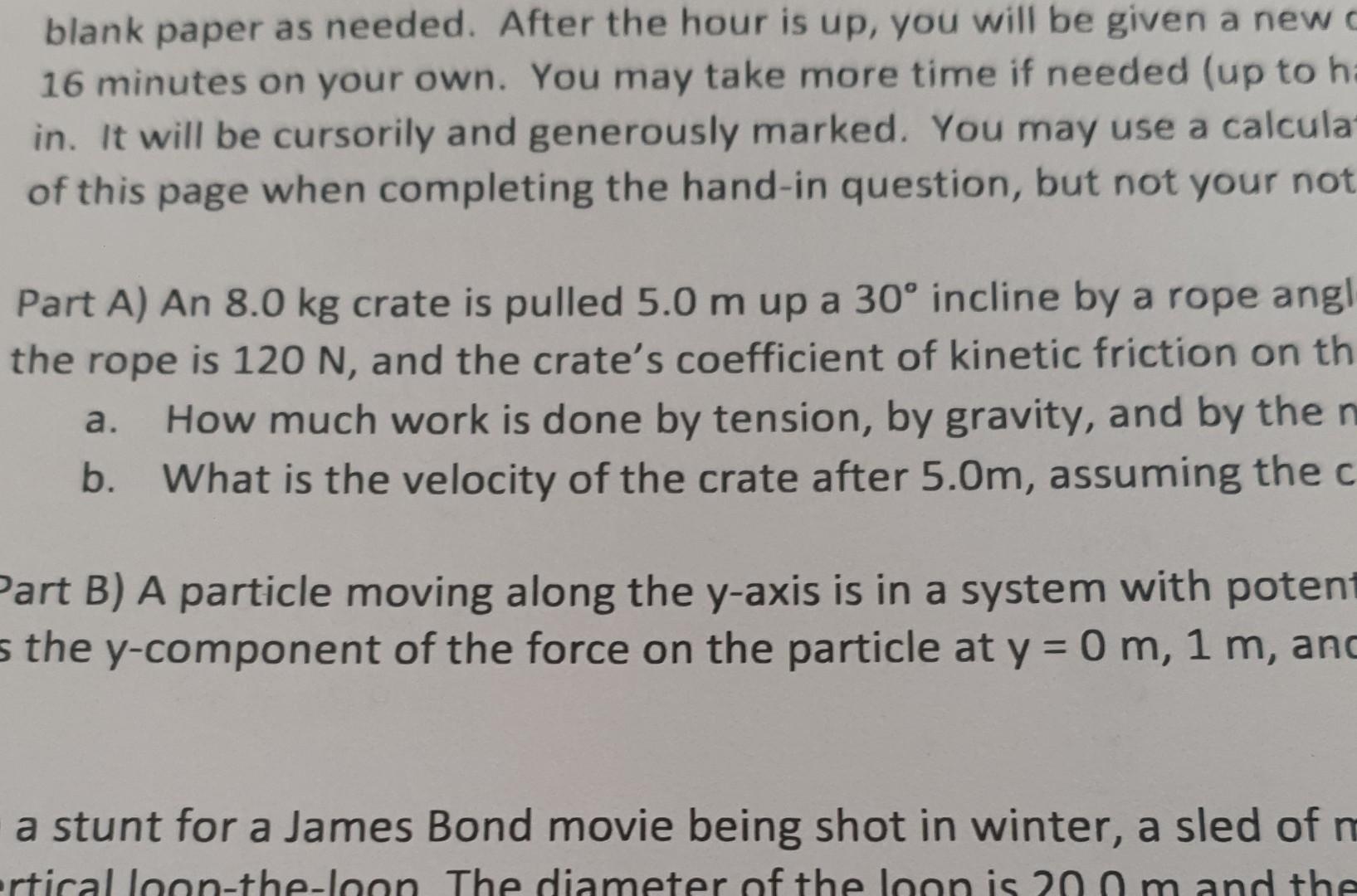 Solved blank paper as needed. After the hour is up, you will | Chegg.com