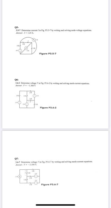 Solved Q5 3.5-7 Determine current/in Fig P3.5-7 by writing | Chegg.com