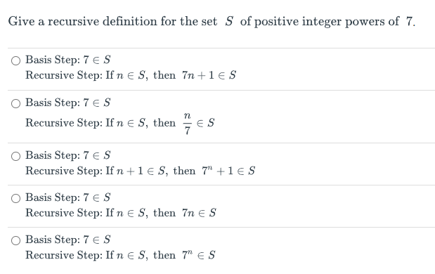 Solved Give a recursive definition for the set S ﻿of | Chegg.com