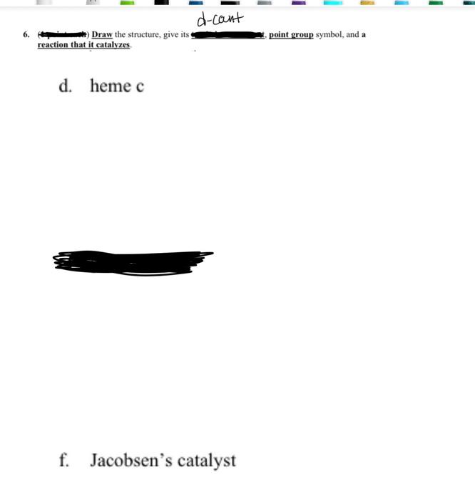 Solved f. Jacobsen's catalyst | Chegg.com