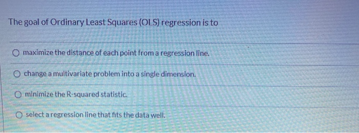 Solved The goal of Ordinary Least Squares (OLS) regression | Chegg.com