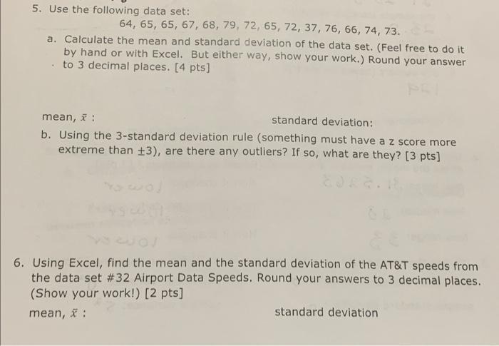 Solved 5. Use the following data set: | Chegg.com