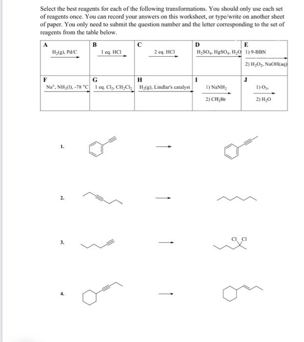 Solved Select the best reagents for each of the following | Chegg.com