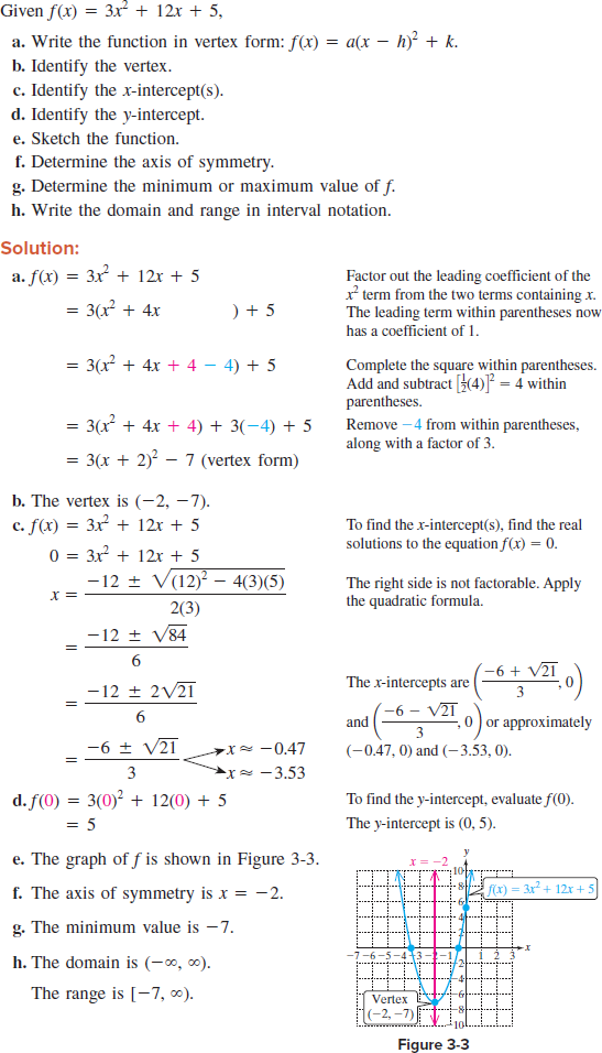 Solved For Exercise a Write The Function In Vertex Form b Id 