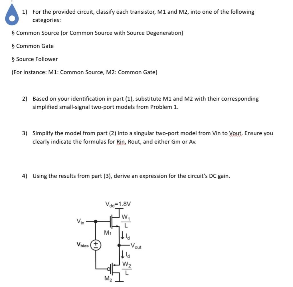 Solved 1) For the provided circuit, classify each | Chegg.com