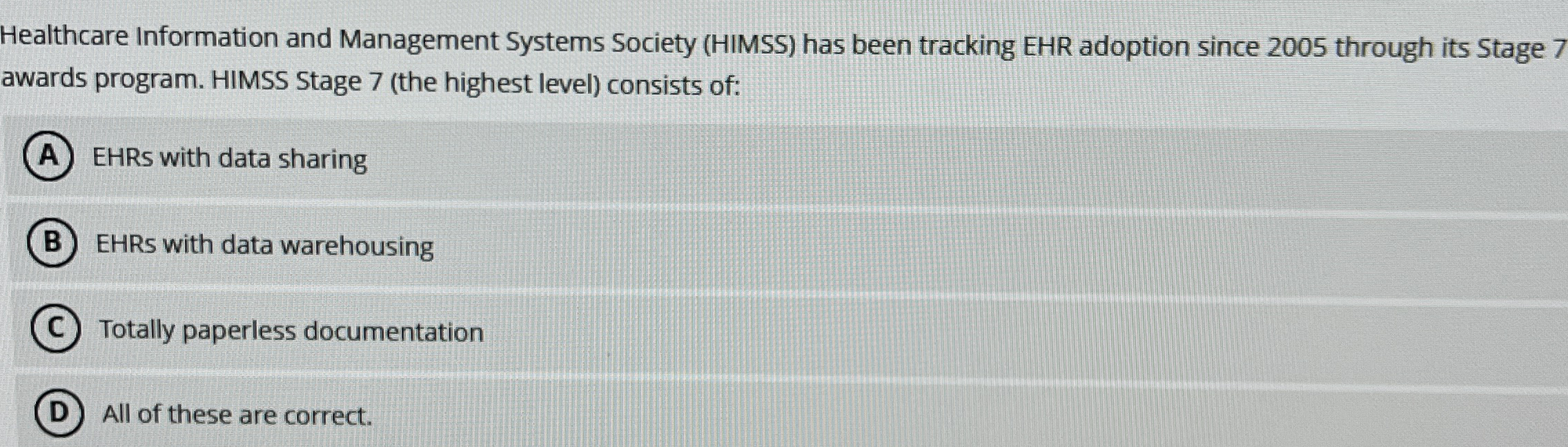 Solved Healthcare Information and Management Systems Society | Chegg.com