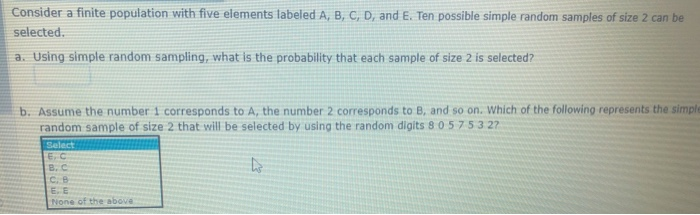 Solved Consider a finite population with five elements | Chegg.com