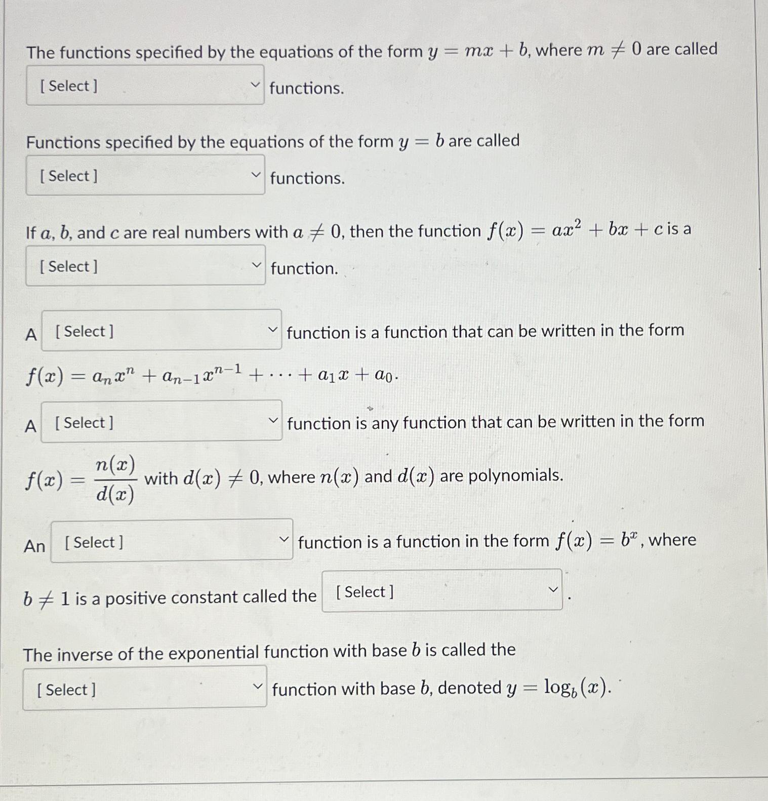 Solved The functions specified by the equations of the form | Chegg.com