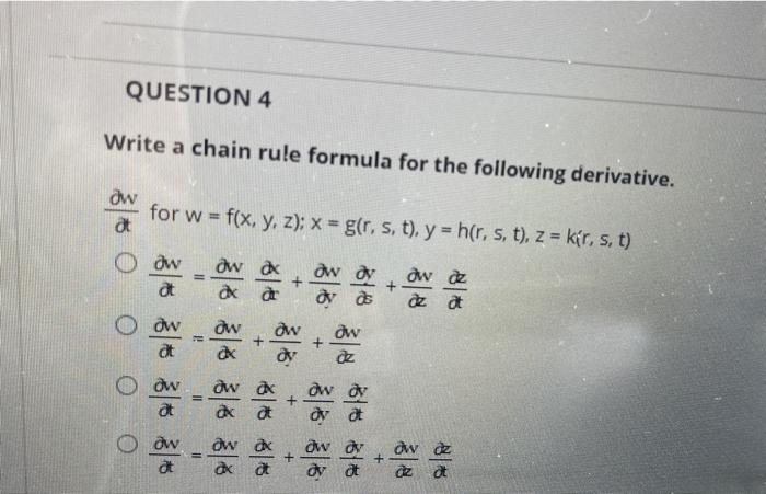 Solved Write a chain rule formula for the following | Chegg.com