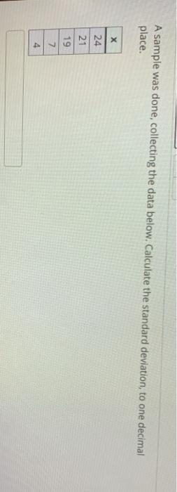 Solved A sample was done, collecting the data below. | Chegg.com