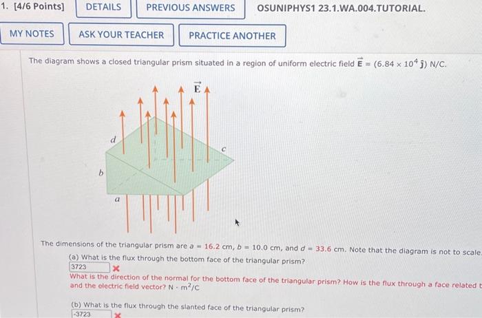 Solved The diagram shows a closed triangular prism situated | Chegg.com