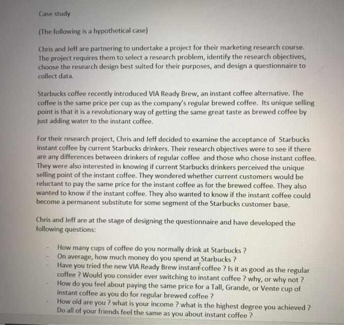 Solved Case study (The following is a hypothetical case) | Chegg.com