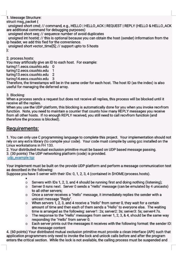 Solved 1. Message Structure: struct msg_packet \{ unsigned | Chegg.com