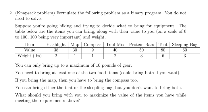 Solved Knapsack Problem formulate The Following Problem 4358