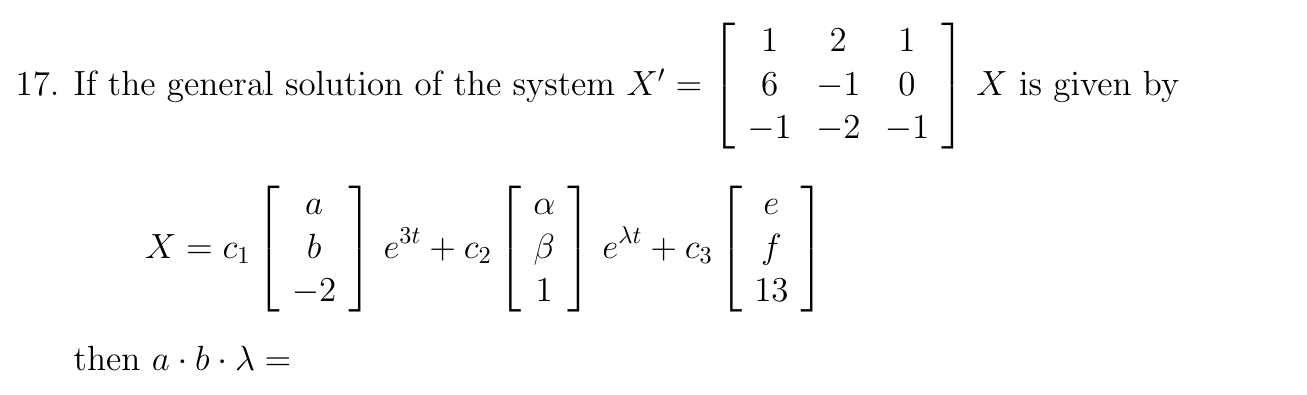 Solved If the general solution of the system | Chegg.com