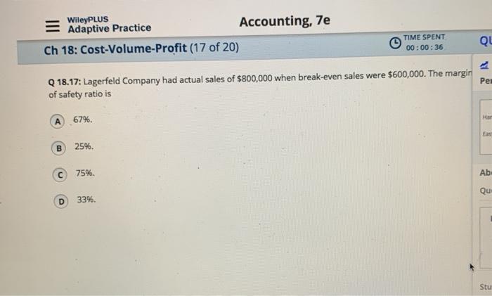 Solved WileyPLUS Adaptive Practice Accounting, 7e Ch 18: | Chegg.com