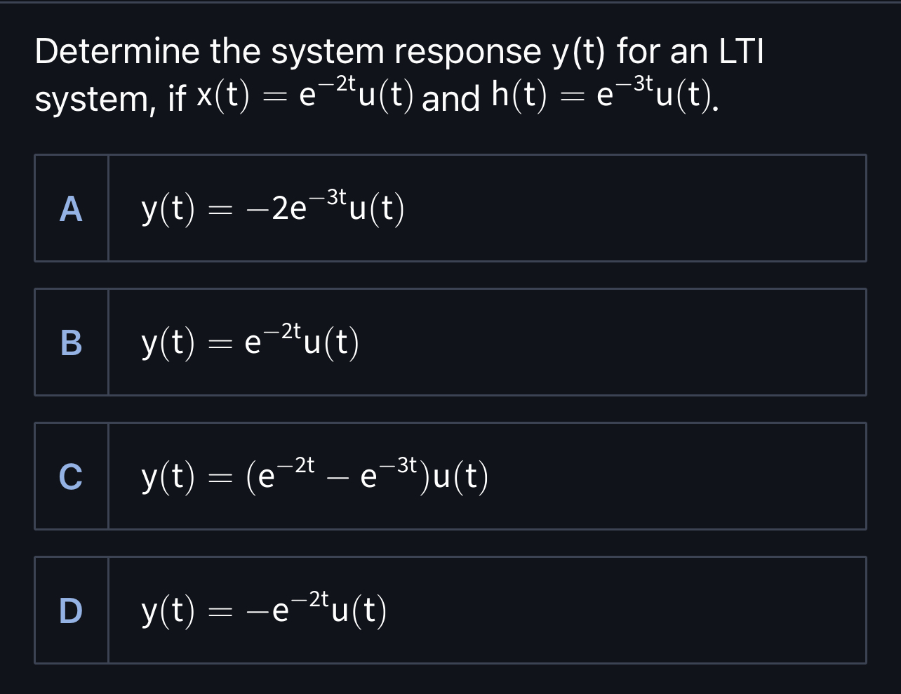 Solved Determine the system response y(t) ﻿for an LTI | Chegg.com