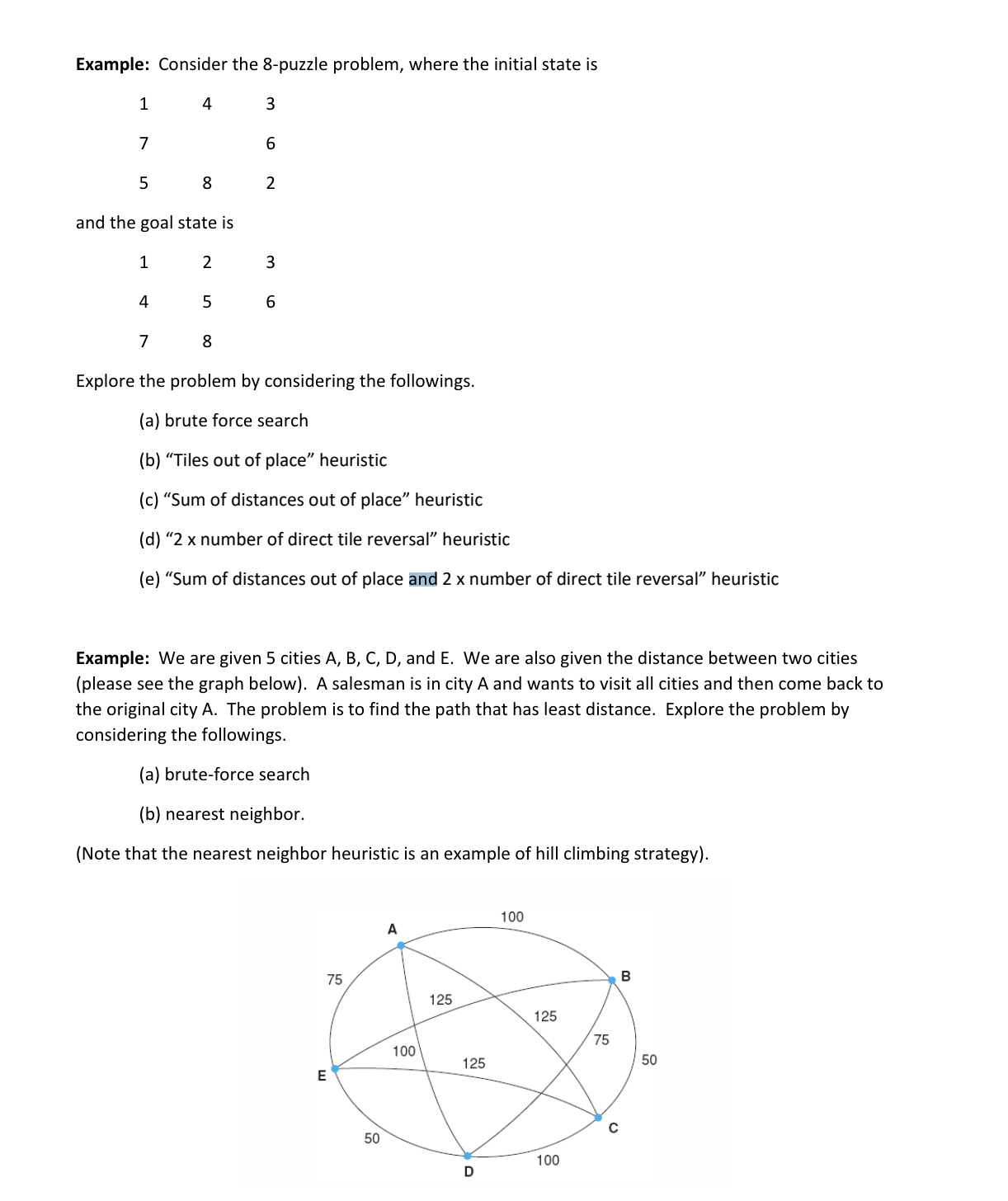 Solved Example: Consider the 8-puzzle problem, where the | Chegg.com